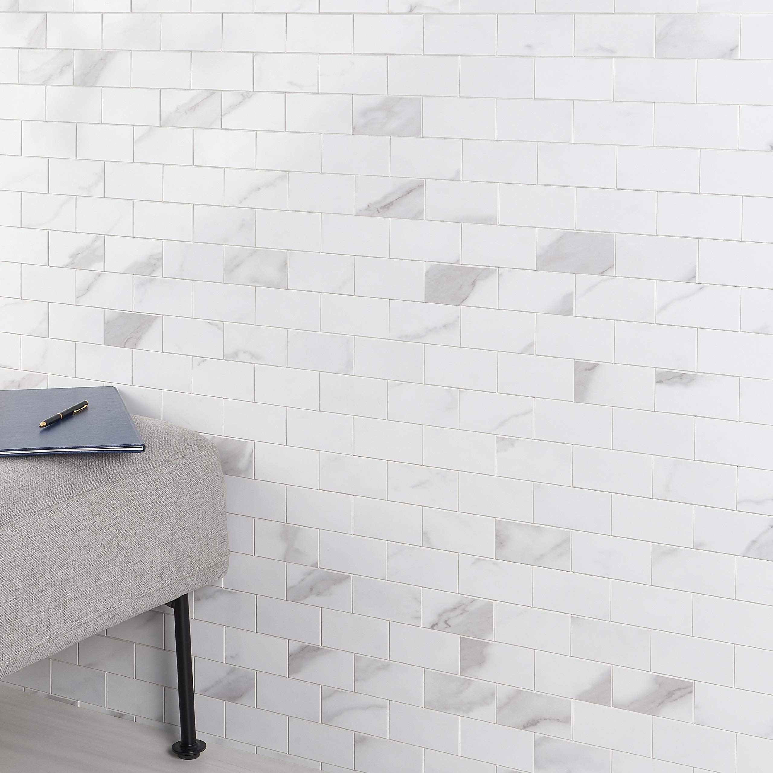 Luxe Core Subway Calacatta 11.81 in. x 11.81 in. SPC Peel and Stick Kitchen, Bathroom, Backsplash Tile (0.96 Sq. Ft. / Sheet)