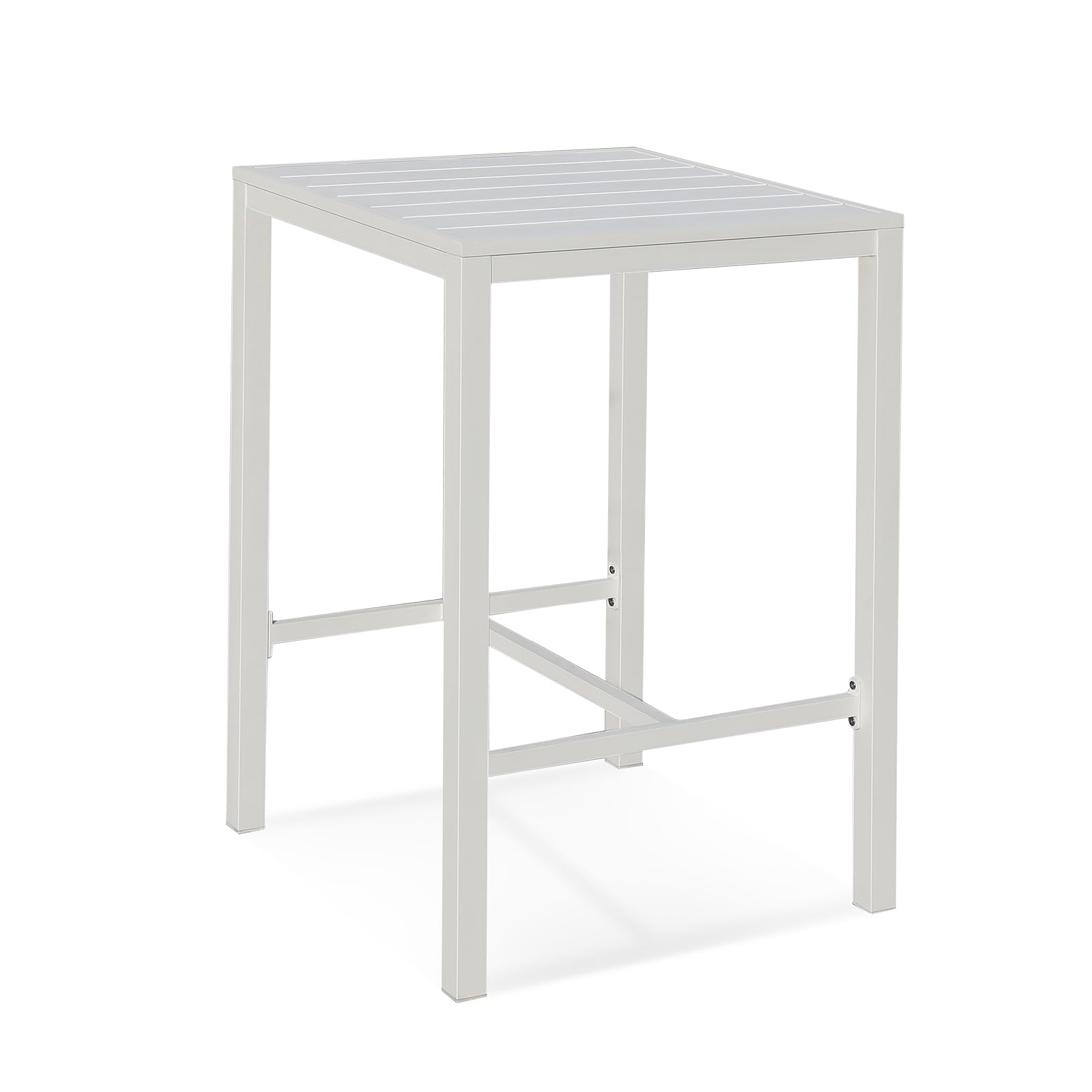 Soleil Jardin Bar Table High Top Table with All-Aluminum Frame Square Pub Table for Indoor & Outdoor Use, Easy Assembly & Low Maintenance, White