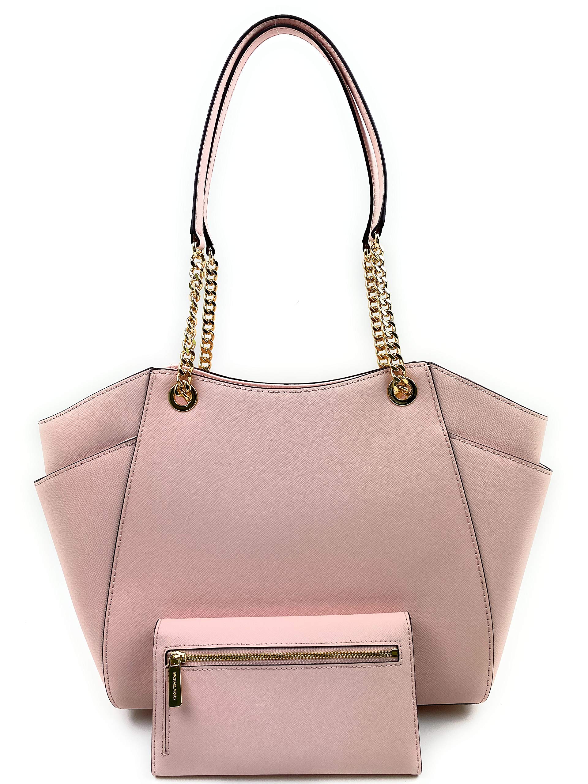 Michael Kors Jet Set Travel Large Chain Shoulder Tote bundled with Michael Kors Jet Set Travel Trifold Wallet (Powder Blush)