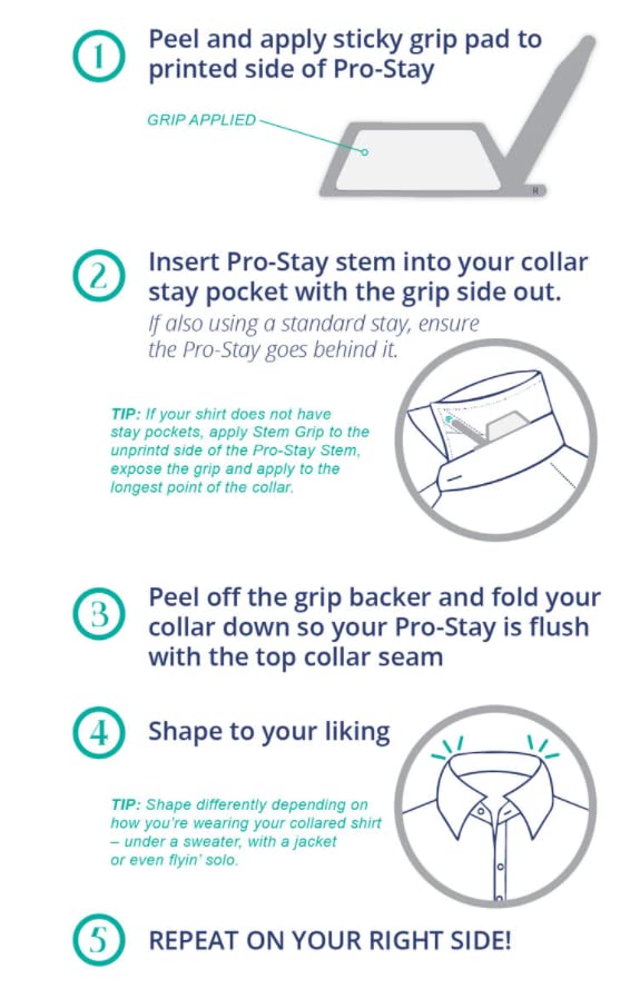 Pro-Stays Collar Stays for Men – Comfortable & Hidden Collar Stay Insert, TSA Friendly, No Messy Magnets, Made in USA