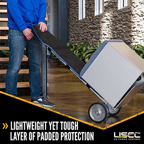 US Cargo Control Quilted Hand Truck Cover - Rounded Top Appliance Dolly Cover - Essential Moving Supplies - Black/Blue Moving Pad - Woven Cotton/Polyester - 50 x 16 Inches - 1 Pound