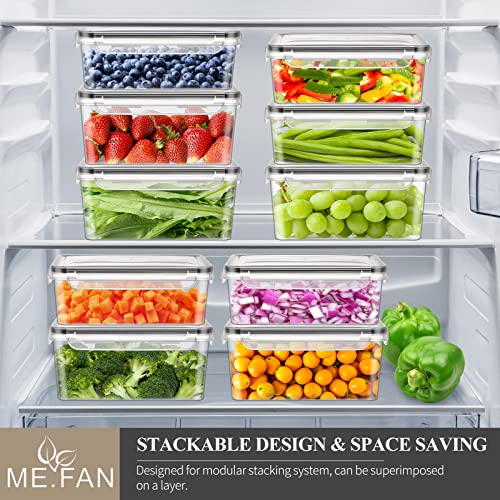 ME.FAN 10 Pack [74.4 Oz-58.8 Oz] Food Storage Containers with Lids Meal Prep Containers, Airtight Food Containers for Kitchen Storage Organization- Lunch Boxes with Labels & Marker Black