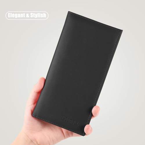 LYOOmaLL Leather Checkbook Cover for Personal Checkbook, Checkbook Cover For Women & Men, RFID Blocking Checkbook Holder Wallet for Duplicate Checks