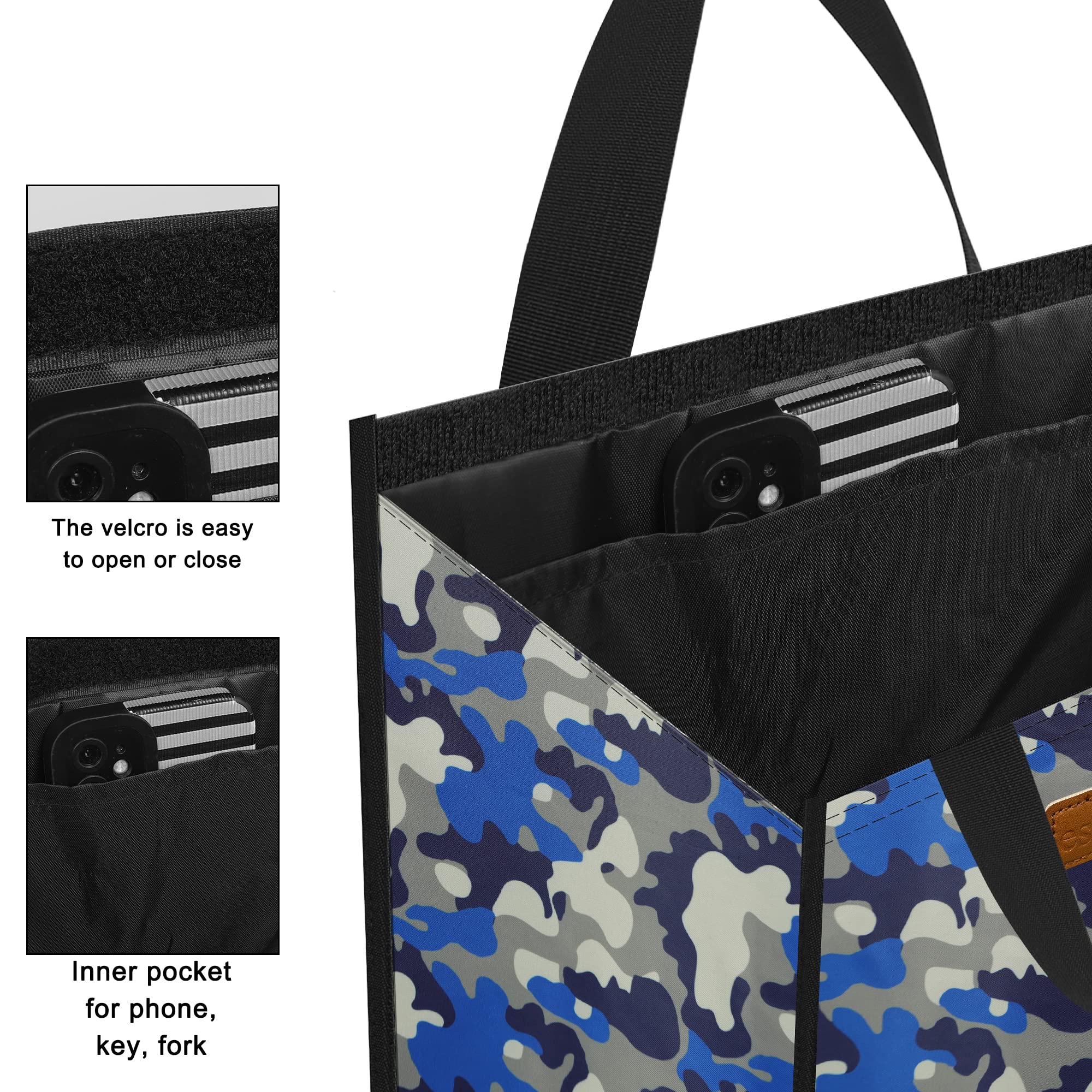 Lunch Bag Women Men Black Insulated Lunch Box Reusable Lunch Tote Bag for Work-Black