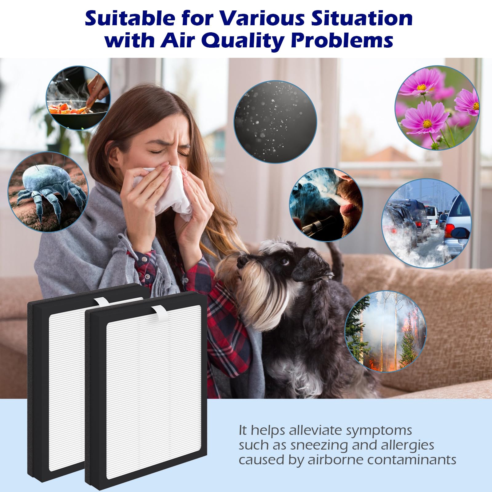SAKEGDY 4 Pack CAP-500 Filter Replacement, Compatible with Cuisinart CAP-500 Purxium Air Cleaner Purifier, H13 Grade HEPA filter with activated carbon filter, Part # CAP-500FPK