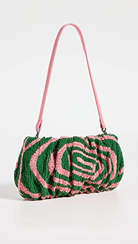 STAUD Women's Beaded Bean Convertible Bag, Acid Swirl Emerald/Quartz, Pink, Green, One Size