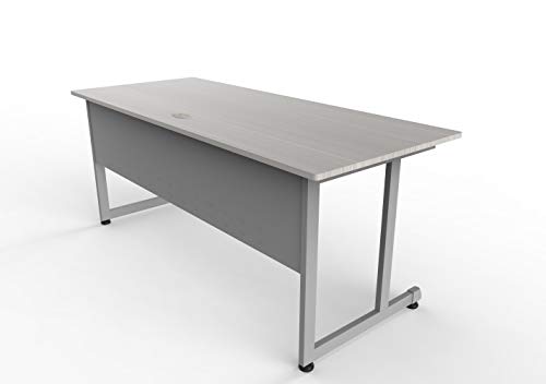Linea Italia Executive Training Extra Large Easy to Assemble Metal Desk with Wood Top | Computer Table for Home or Office, 72" x 30", Ash