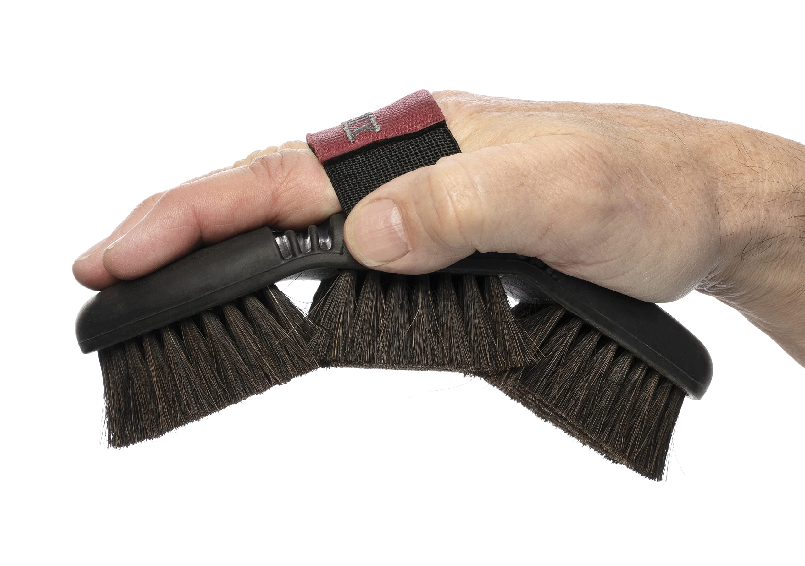 LeMieux Flexi Hair Body Brush for Horses - Black - Natural Bristles - Ergonomic Shape - One Size