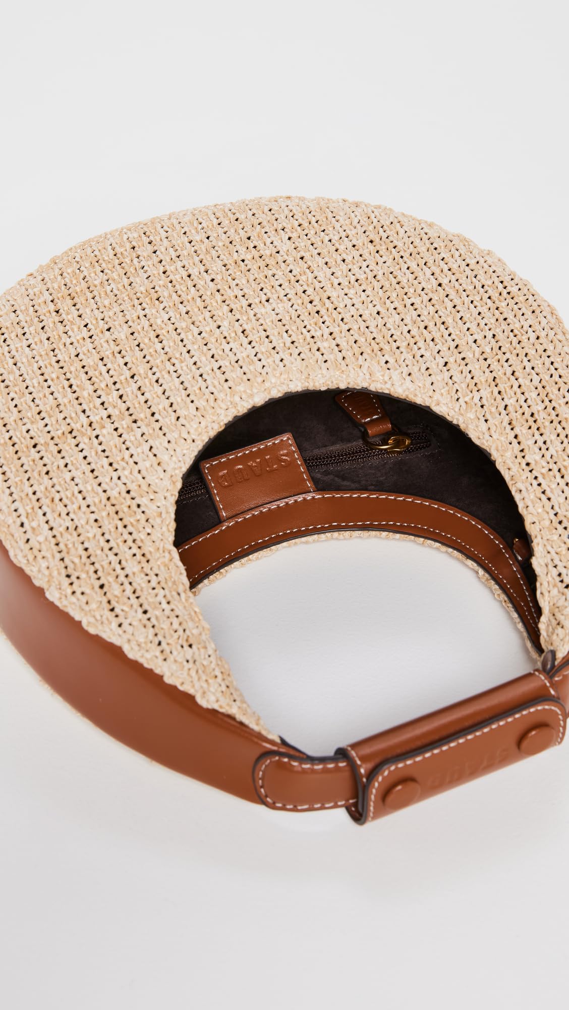 STAUD Women's Raffia Mini Moon Bag, Natural/Tan, One Size