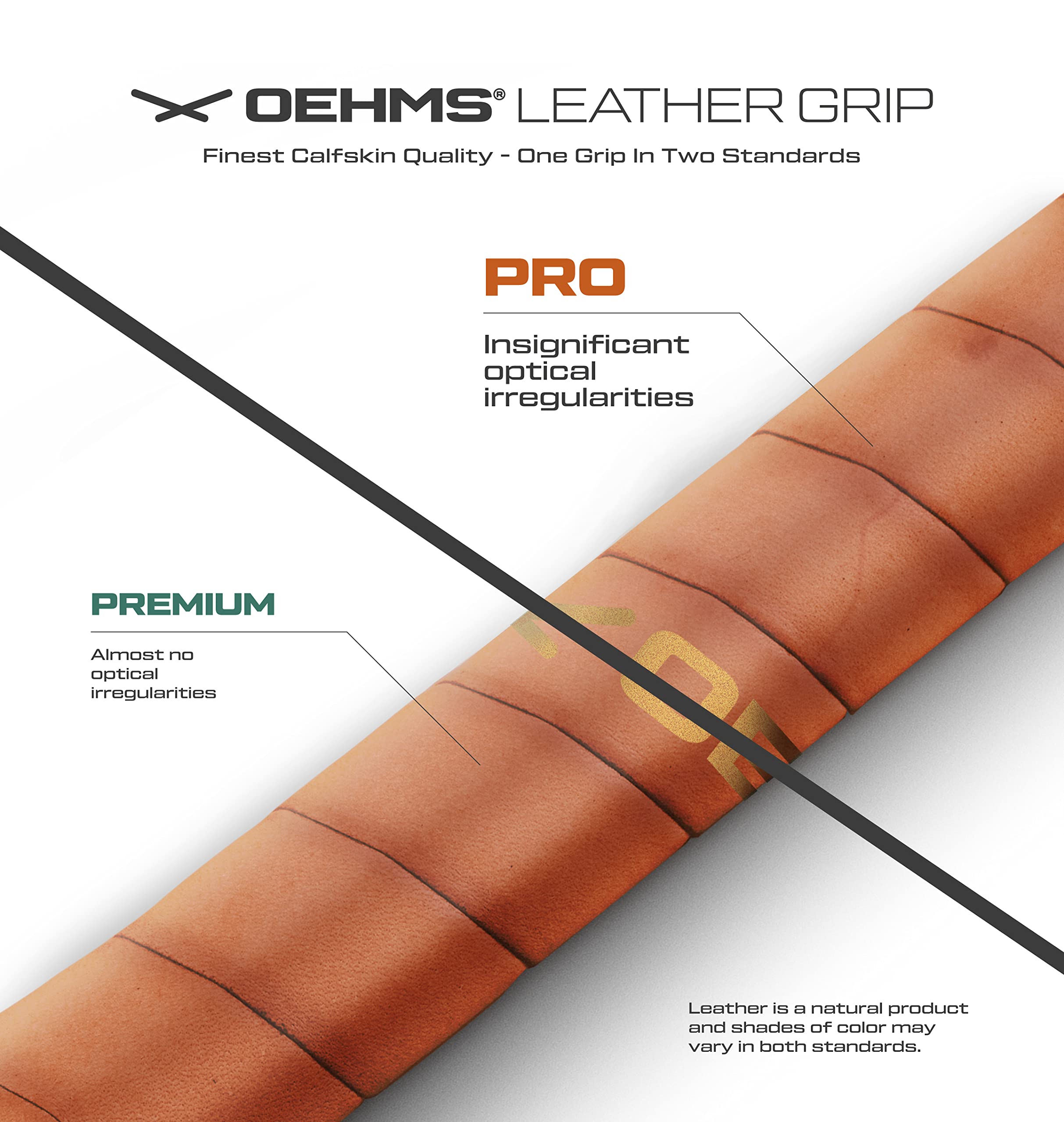 OEHMS Pro Leather Tennis Grip | Brown | Adhesive Replacement Grip | Made in Germany