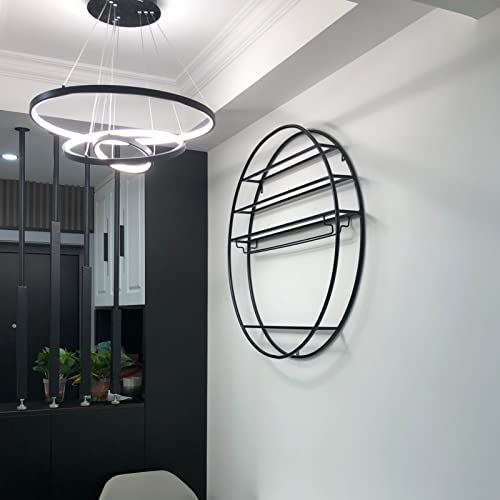 Wall-Mounted Wine Rack Round Wine Bottle Holder , with Hanging Goblet Glass Stemware Racks , Black Metal Iron Storage Shelf , Organizer Shelves for Bar Kitchen (Size : 85x10x85cm)