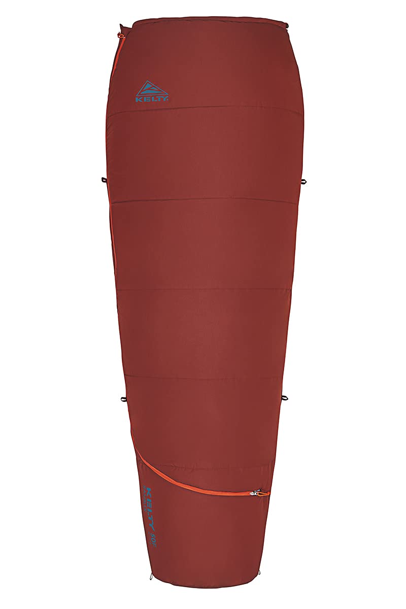 Kelty Rambler 50 Degree Synthetic CloudLoft Insulated Sleeping Bag, Unzips Completely to A Blanket, Anti-Snag Zipper & More, Regular Fired Brick