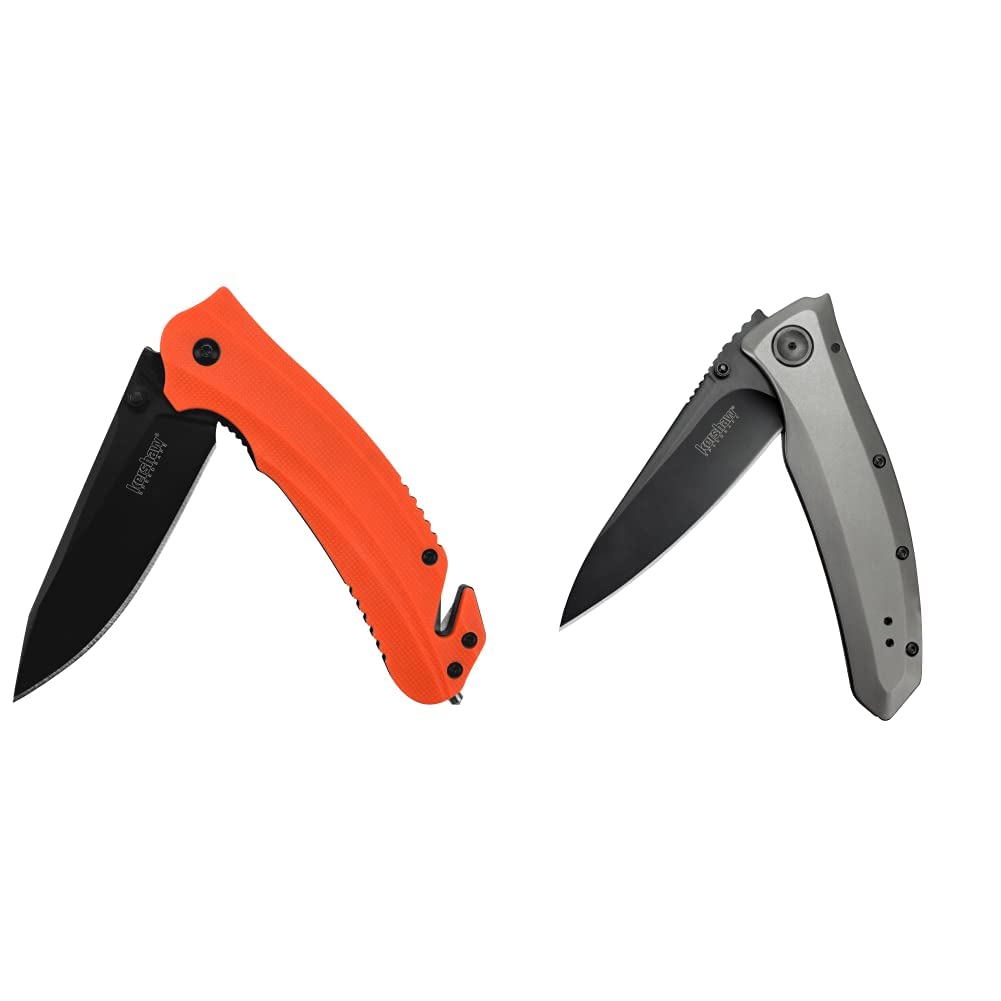 Kershaw Barricade (8650) Orange Multifunction Rescue Pocket Knife Bundle Grid Pocketknife
