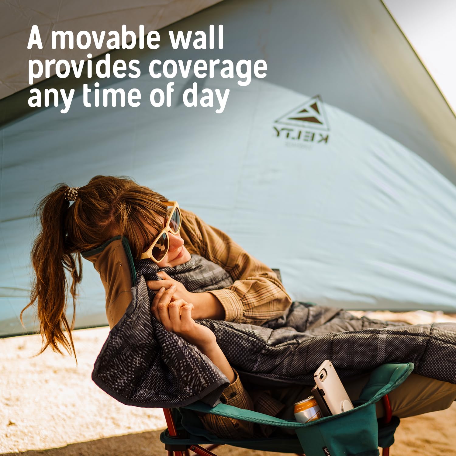 Kelty Sunshade β Pop Up Portable Shade UV Shelter for Beach Trips, Soccer Games, Backyard, Camping, Adjustable Side Wall, Wind Protection, Huge Interior Space, 2024 Model (Malachite)