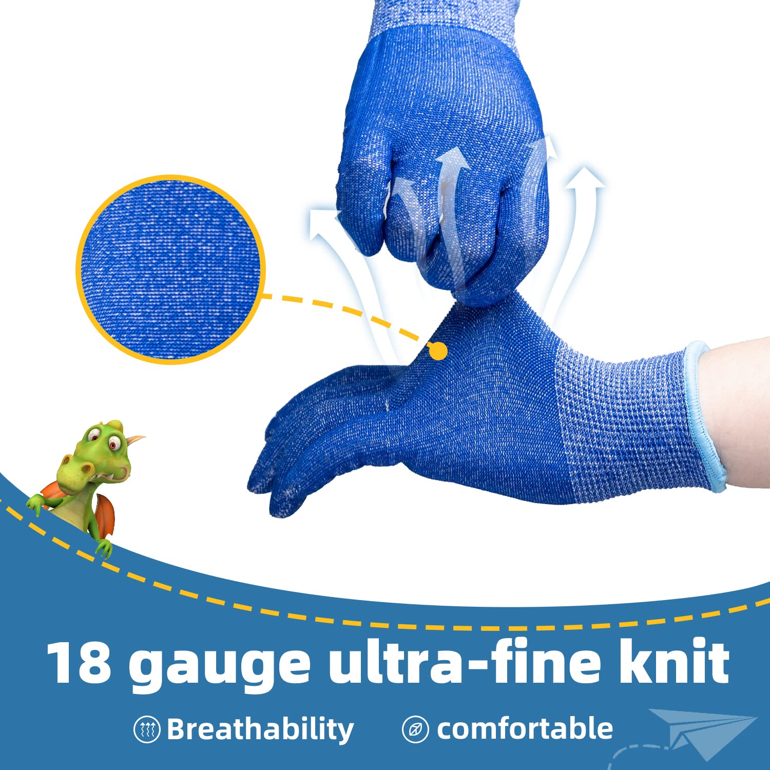 Schwer 2 Pairs ANSI A6 Kids Cut Resistant Gloves, Food Grade Work Gloves, S(9-14 Years), Cut Gloves for Kitchen, Mandoline, Gardening and DIY(Blue&Red)
