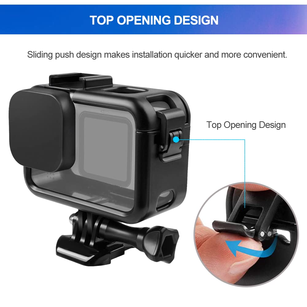MEKNIC Housing Frame Case for GoPro Hero 9 Hero 10 Hero 11 Black Protective Housing Shell Cage Mount Accessories Action Camera Accessory Kit with Lens Cap