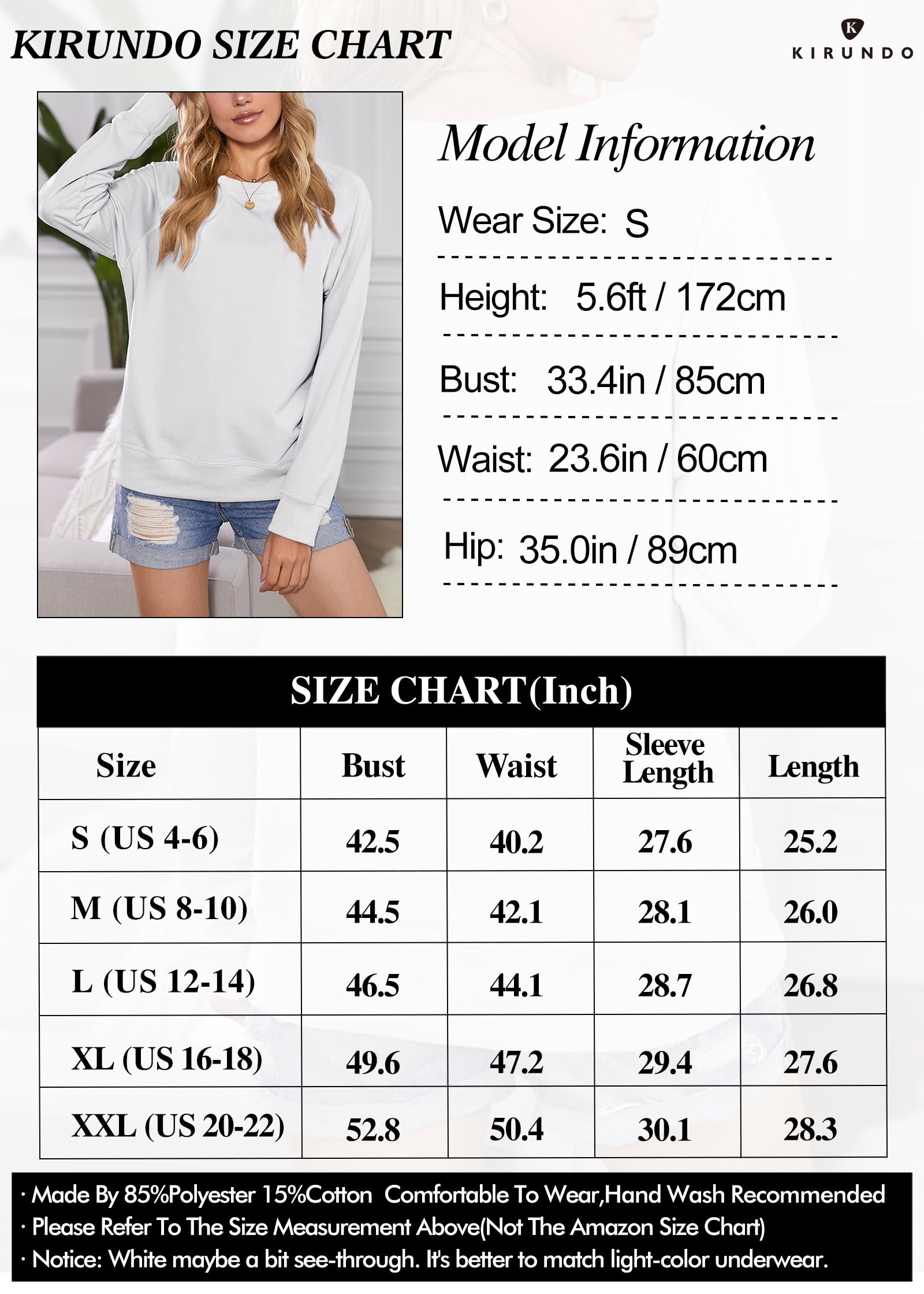 KIRUNDO Women's Casual Crewneck Sweatshirts 2024 Spring Fall Clothes Loose Long Sleeve Lightweight Pullover Shirts Tops (X-Large, Khaki)