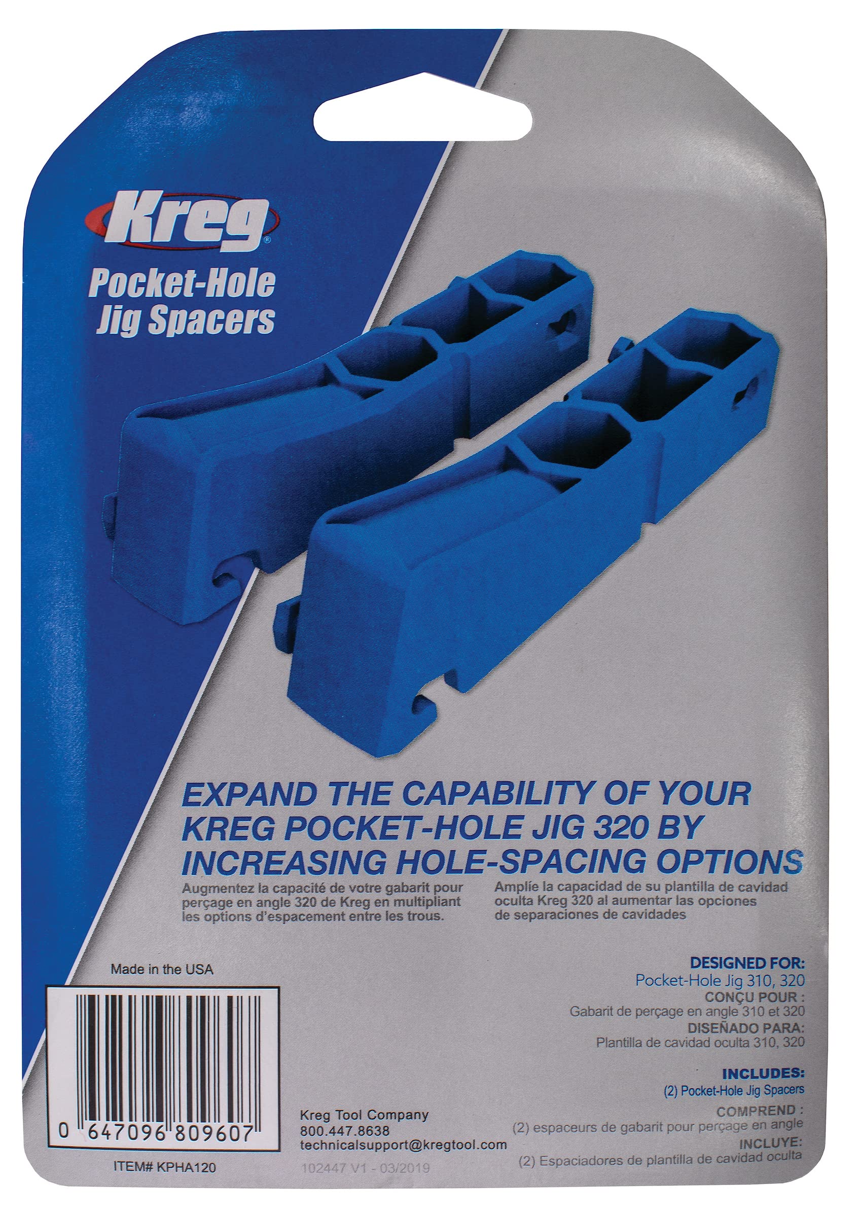 Kreg KPHA120 Pocket-Hole Jig Spacers - 2 Pack