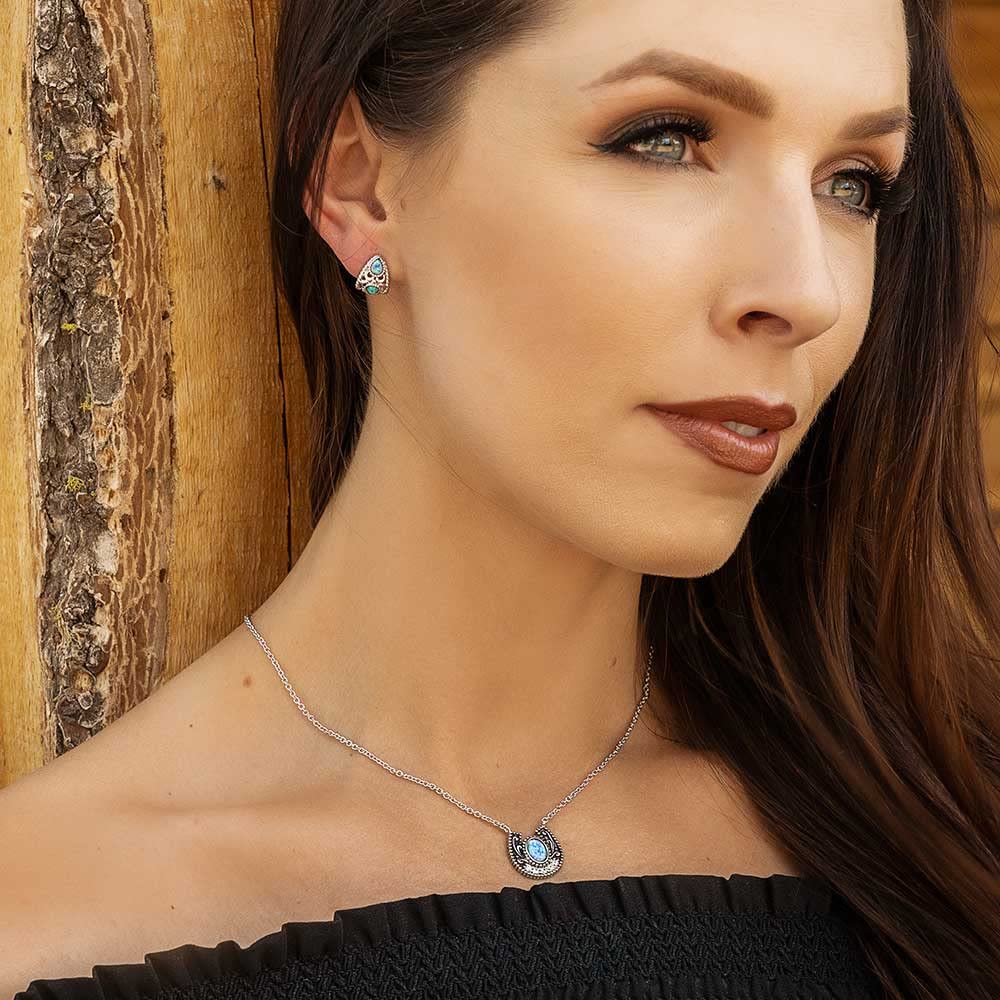 Montana Silversmiths Western Lifestyle Women's Opal Necklace (Mackenzie Horse Pendant)