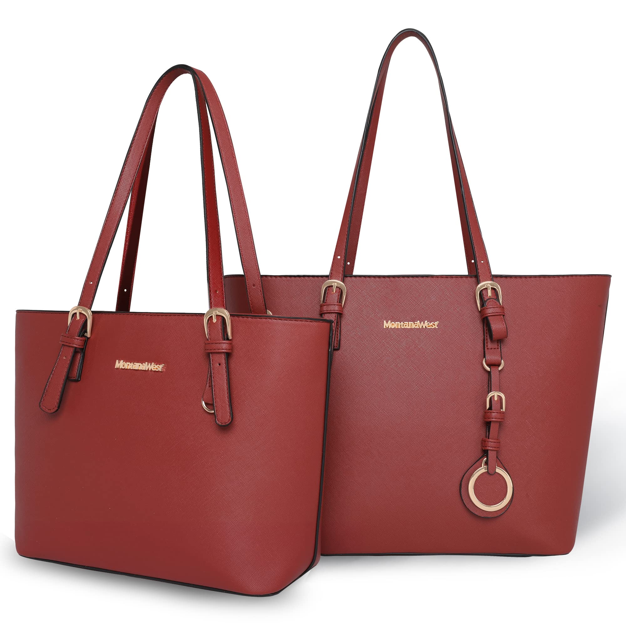 Montana West Tote Handbag for Women Vegan Leather Shoulder Bag Large and Medium 2PCS Purses Set MWC2-030RD