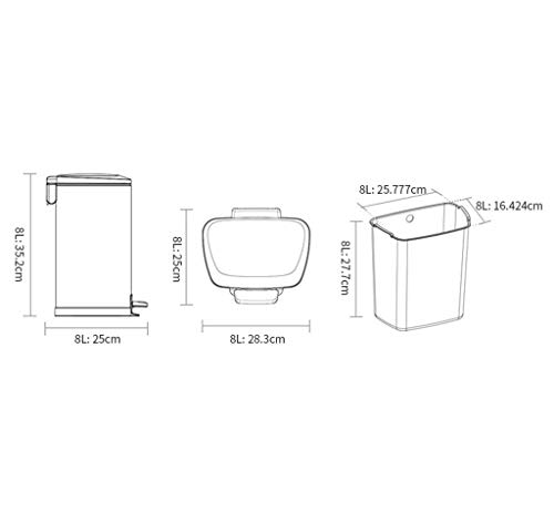 TKFDC Slim Profile Bathroom Waste Bin in Stainless Steel, Brushed Stainless Steel (Color : C)