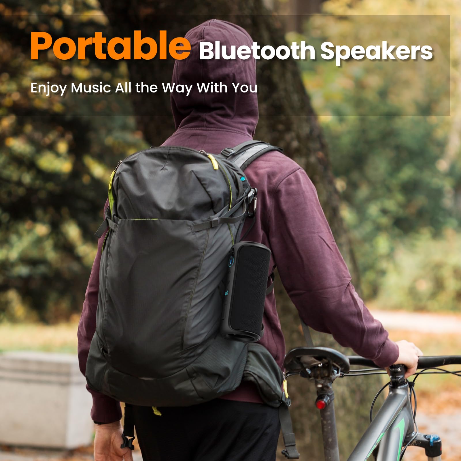 Raymate Bluetooth Speakers, IPX7 Waterproof Speaker Wireless (2PCS-Black)
