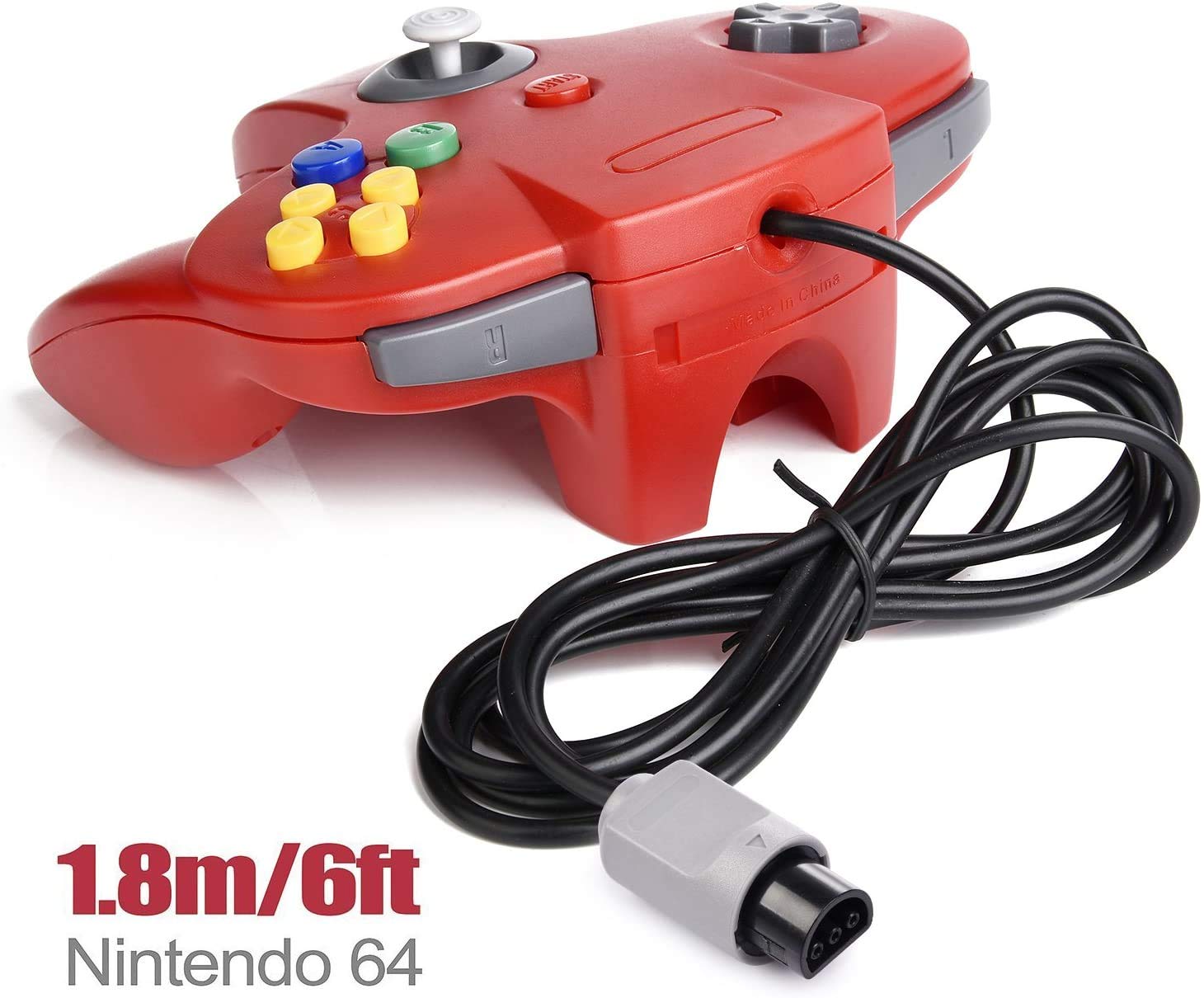 miadore 2 Pack Classic N64 Controllers (Blue/Red) Bundle with 2 Pack 6FT N64 Controller Extension Cable for N64 Console Video Games