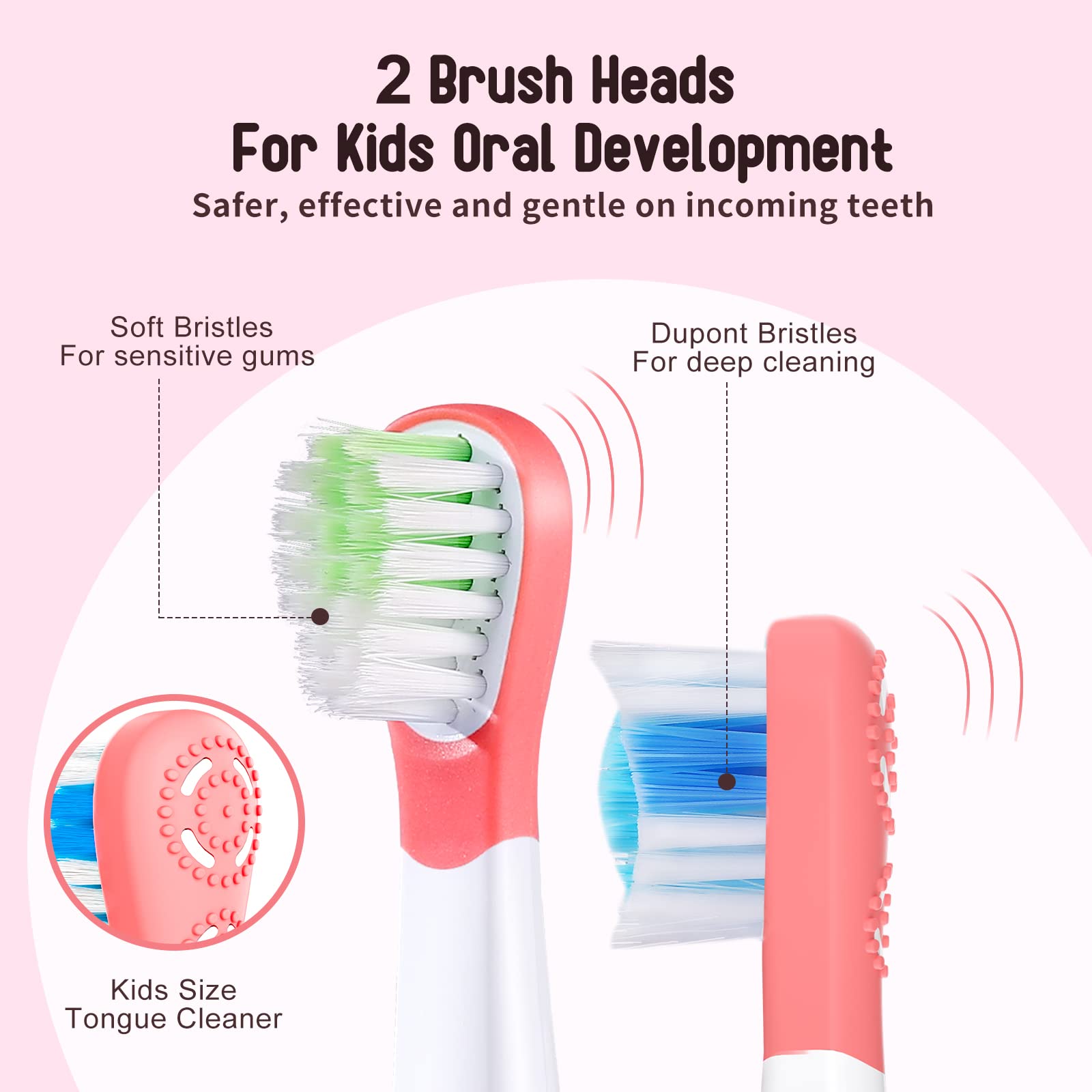 Sonic Rechargeable Electric Toothbrush: Interactive Smart LED Light Silicone Tooth Brush with 3 Cleaning Modes 2 Minute Timer IPX7 Waterproof 2 Soft Bristles Heads for Boys Girls Ages3+