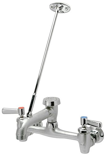 Zurn Z843M1-RC AquaSpec Wall-Mount Service Sink Faucet -Vacuum-Breaker Spout, Pail Hook, Wall Brace, Metal Lever Handles-Rough, Chrome, 8 inches