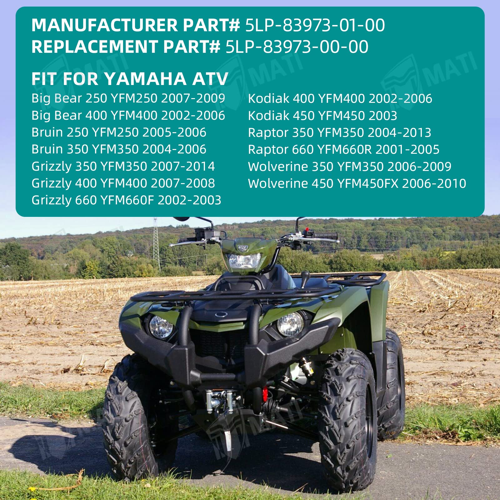 M MATI Left Handlebar Switch Control Engine Start Run Off Headlight for Yamaha YFM Big Bear 250/400 Grizzly 350/400/660 Kodiak 400/450 Wolverine 350/450 Raptor 350/660 Bruin 250/350 5LP-83973-01-00