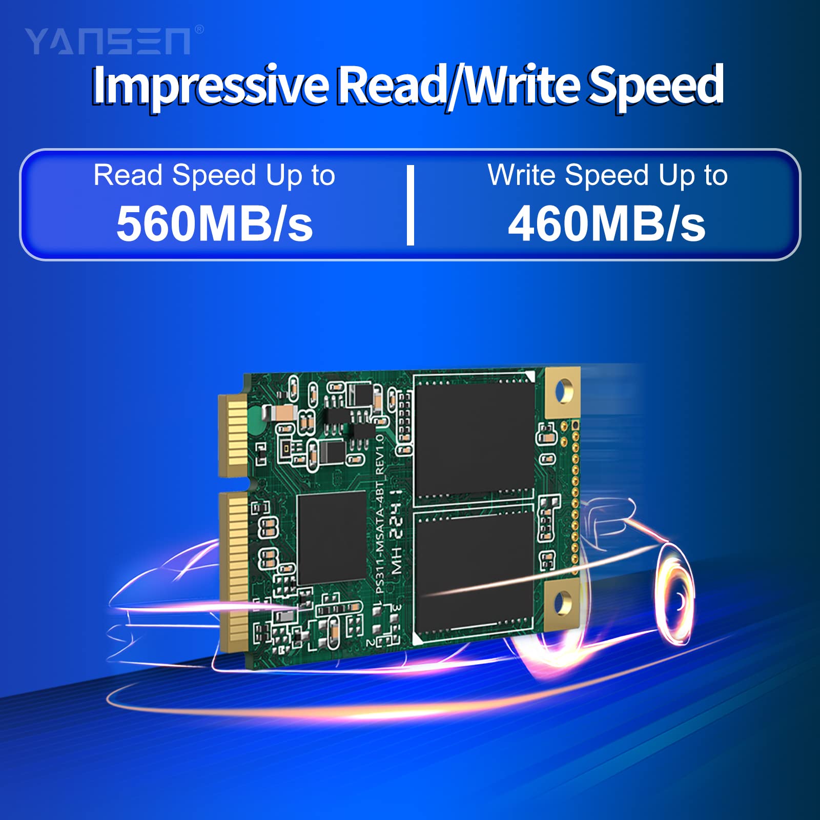 YANSEN Industrial Grade 128GB mSATA SSD, 3D NAND TLC Internal SSD with Phison Controller, Compatible with Cash Register/Vending Machine/Laptop/Desktop (128GB)
