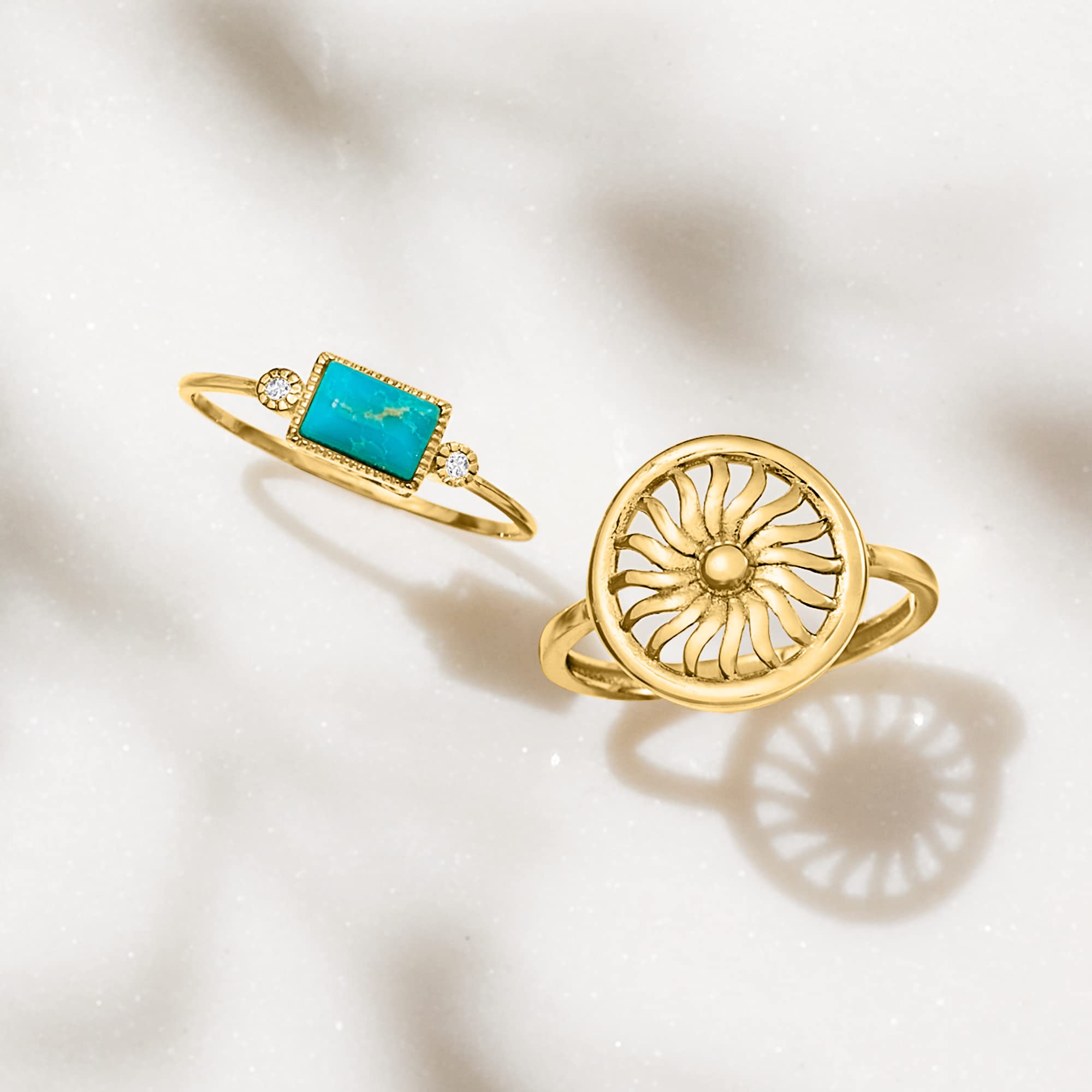 RS Pure by Ross-Simons 14kt Yellow Gold Sun Circle Ring. Size 5