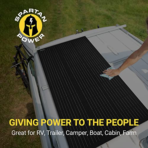 Spartan Power 100 Watt Solar Panel 9 Bus Bar Black Mono Great for RV, Trailer, Camper, Boat, Cabin, Farm, SP-100W
