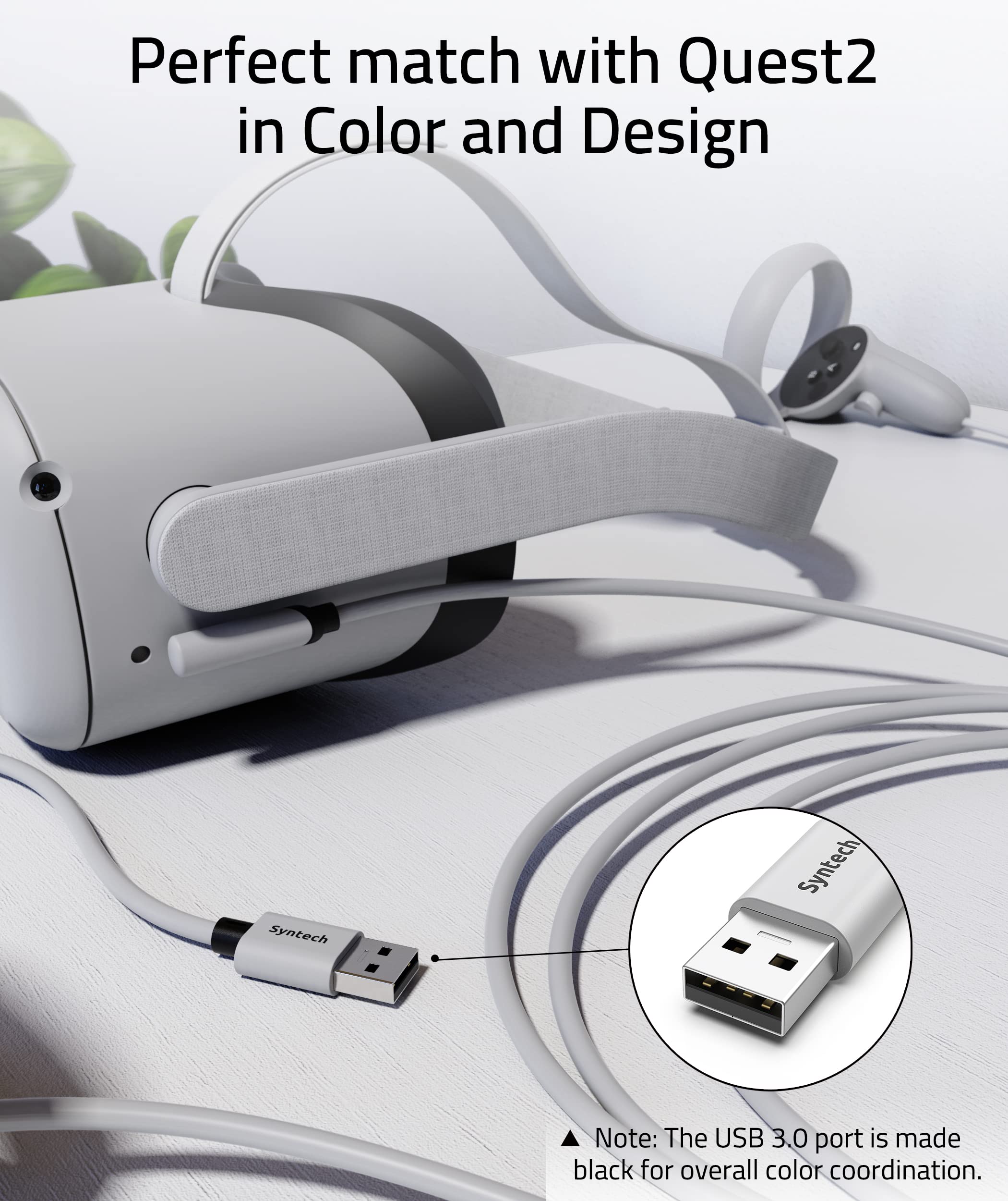 Syntech Link Cable 20 FT with Battery Head Strap Compatible with Oculus Quest 2