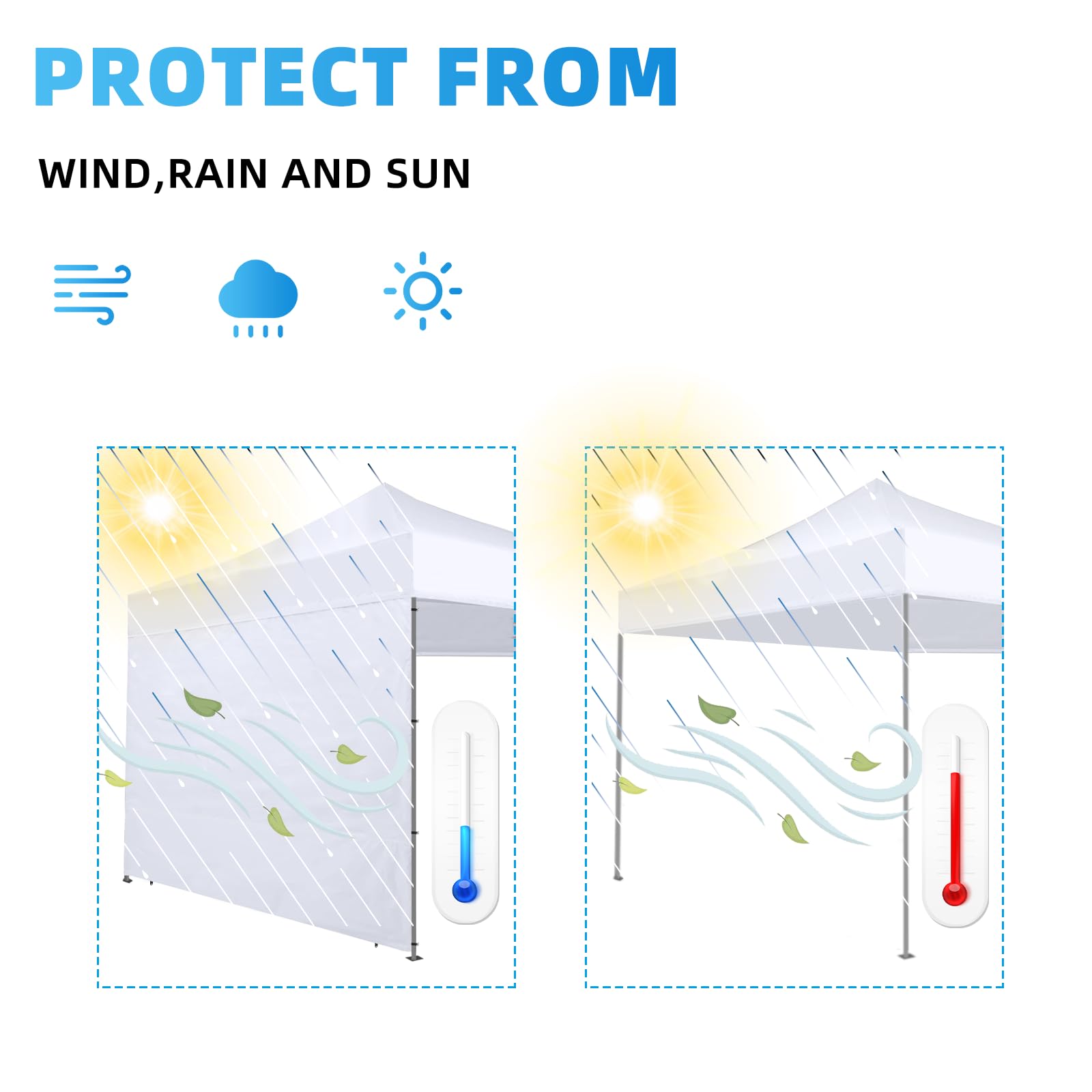 Joramoy Canopy Tent Sidewalls for 10×10 Pop Up Canopy, 3 Pack Instant Canopy Sunwall, Waterproof and UV Protection Canopy Shade Wall, Straight Leg Canopy Sidewalls 3 PCS Only(White)