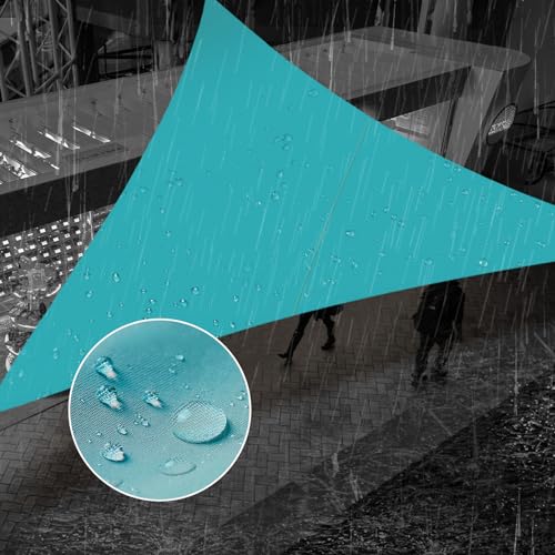SUNNY GUARD Waterproof Sun Shade Sail 16' x 16' x 16' Turquoise Blue Triangle UV Block Sunshade for Backyard Yard Deck Patio Garden Outdoor Activities and Facility