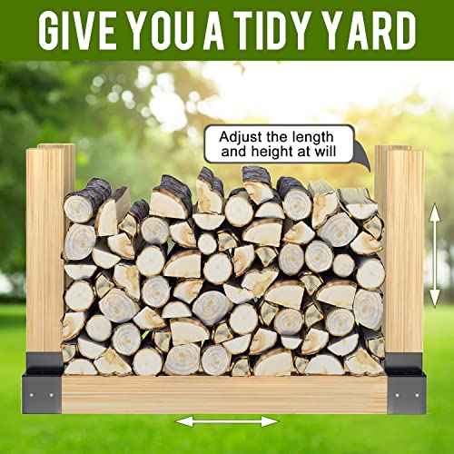 Urban Deco Firewood Rack Outdoor Bracket Kit - Log Racks Outdoor For Firewood Adjustable Log Holder Heavy Duty Firewood Rack Brackets - Black Wood Rack - Pack Of 4