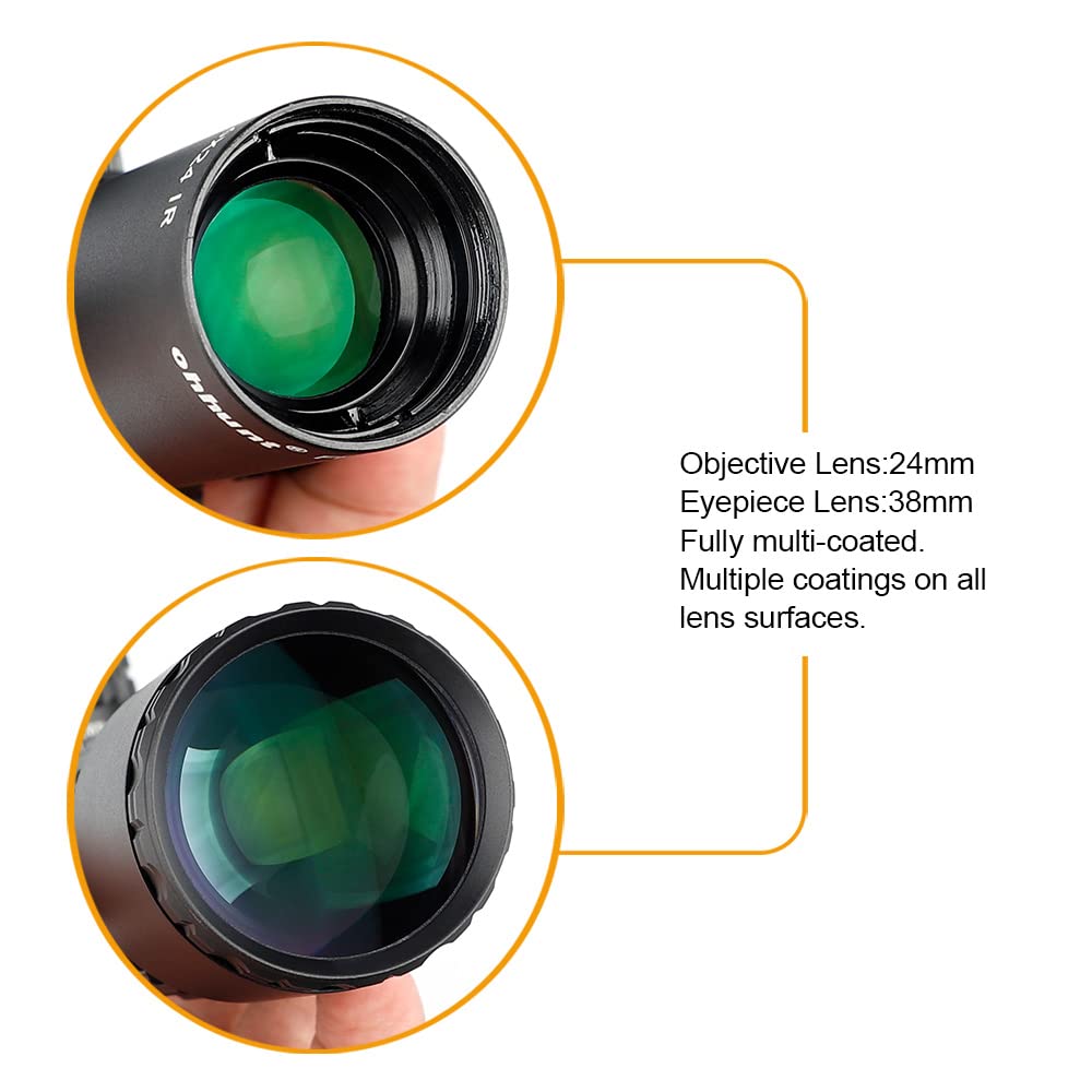 ohhunt 1-6x24 Rifle Scope First Focal Plane 1-6x FFP Scope Red Illuminated Reticle with Scope Rings 30mm Picatinny High Profile