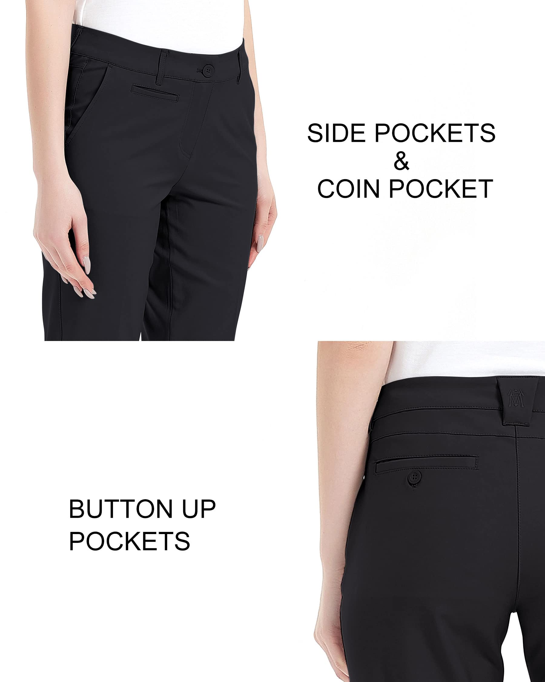 Lesmart Womens Pants Golf Stretch Lightweight Breathable Quick Dry Work Ladies Golf Pants with Pockets 4 Black
