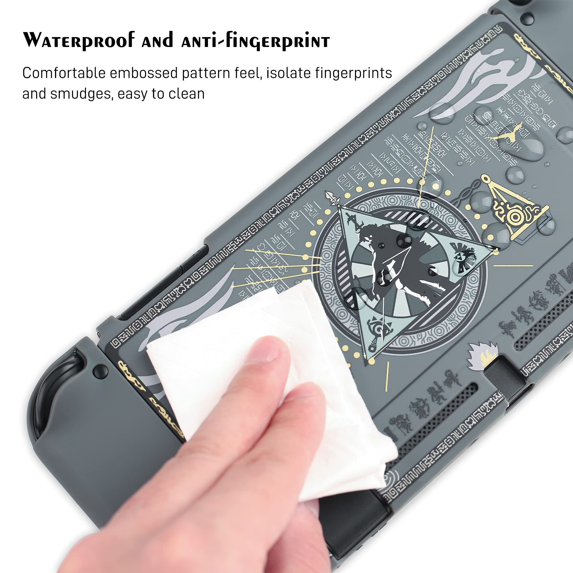 LASTYAL Game Theme Cover Compatible with Nintendo Switch, Protective Case with Legend of Zelda Theme for Switch and Joycon Controller with 2 Thumb Grip Caps and 2 Screen Protector