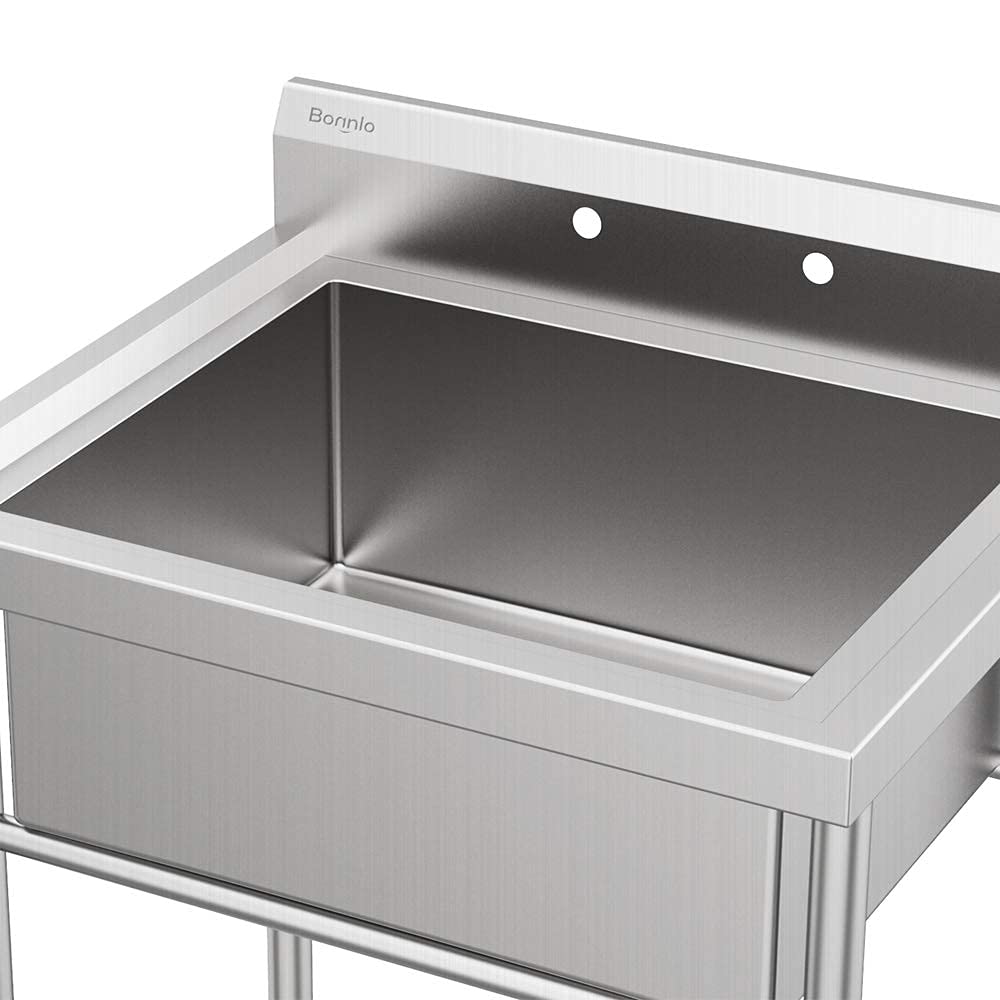 VINGLI Upgraded Free Standing 304 Stainless Steel Utility Sinks for Laundry Room with Backsplash, Industrial Garage Sink Commercial Sink for Restaurant, Workshop β 28" W x 24" D x 40.2" H