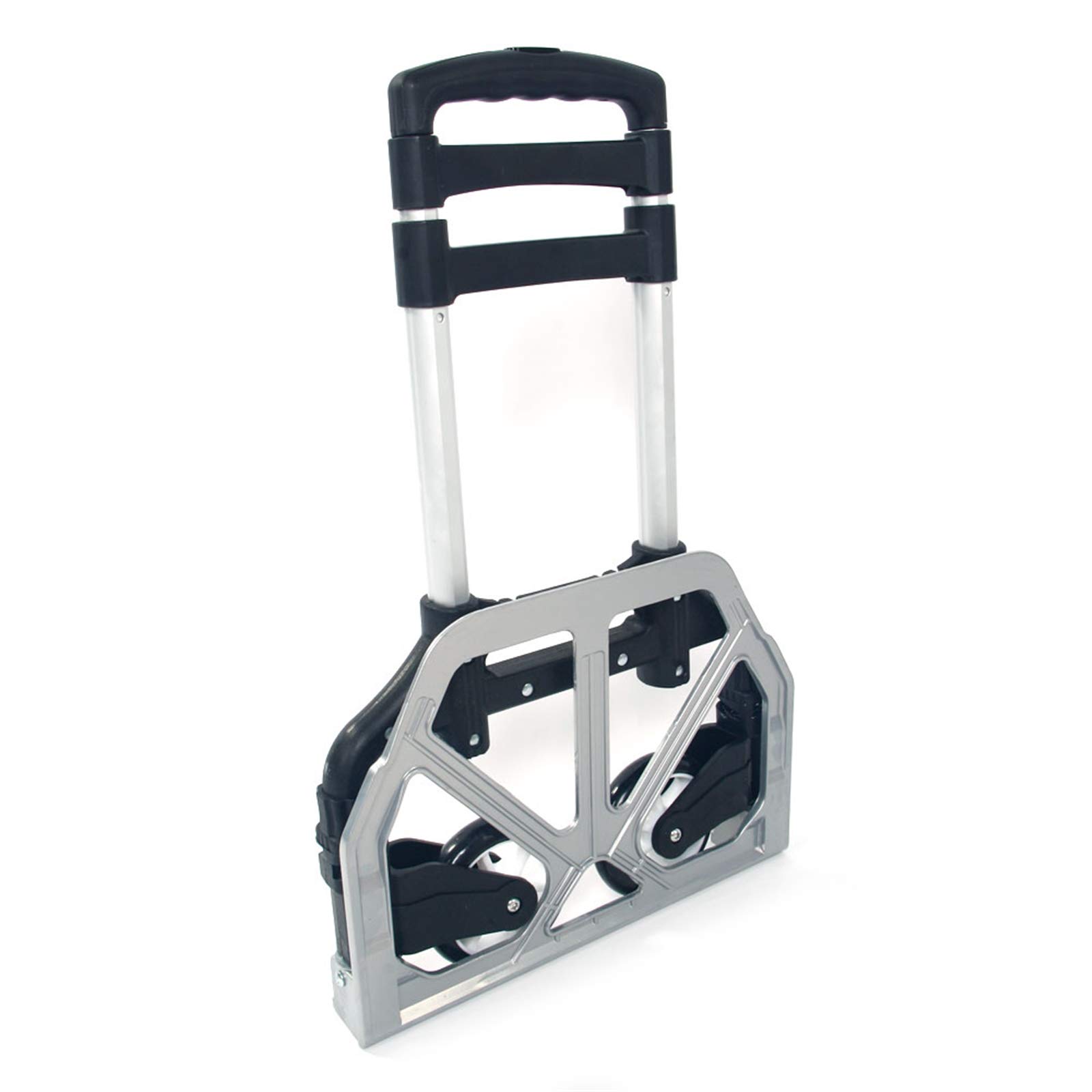Portable Hand Truck Folding Luggage Trolley Cart Lightweight Material Handling Hand Trucks Collapsible Aluminum Alloy Push Truck with Ropes-165 Lbs Max Load