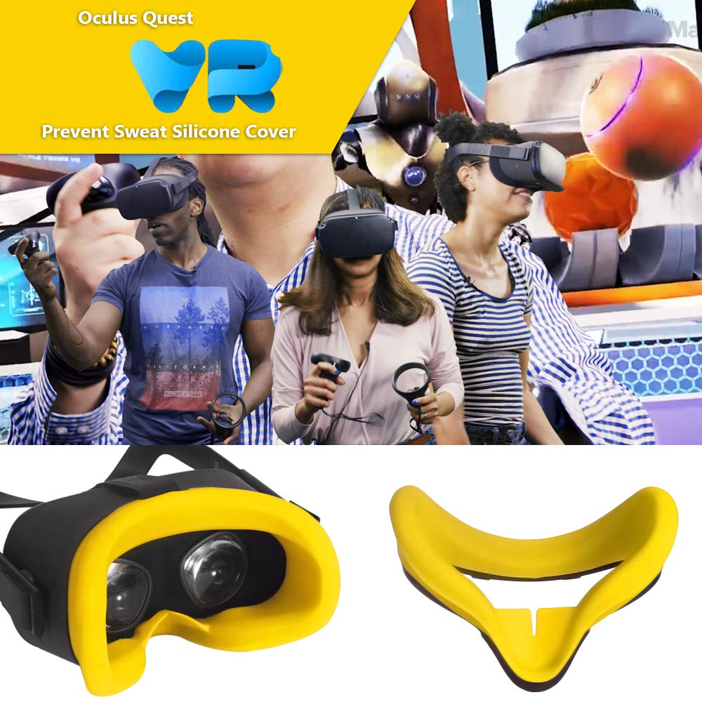 MASiKEN 3Pcs Silicone Face Eye Cover for Oculus Quest, Premium Face Cushion & Face Mask Pads Sweat Guard Washable (Purple+Blue+Yellow)