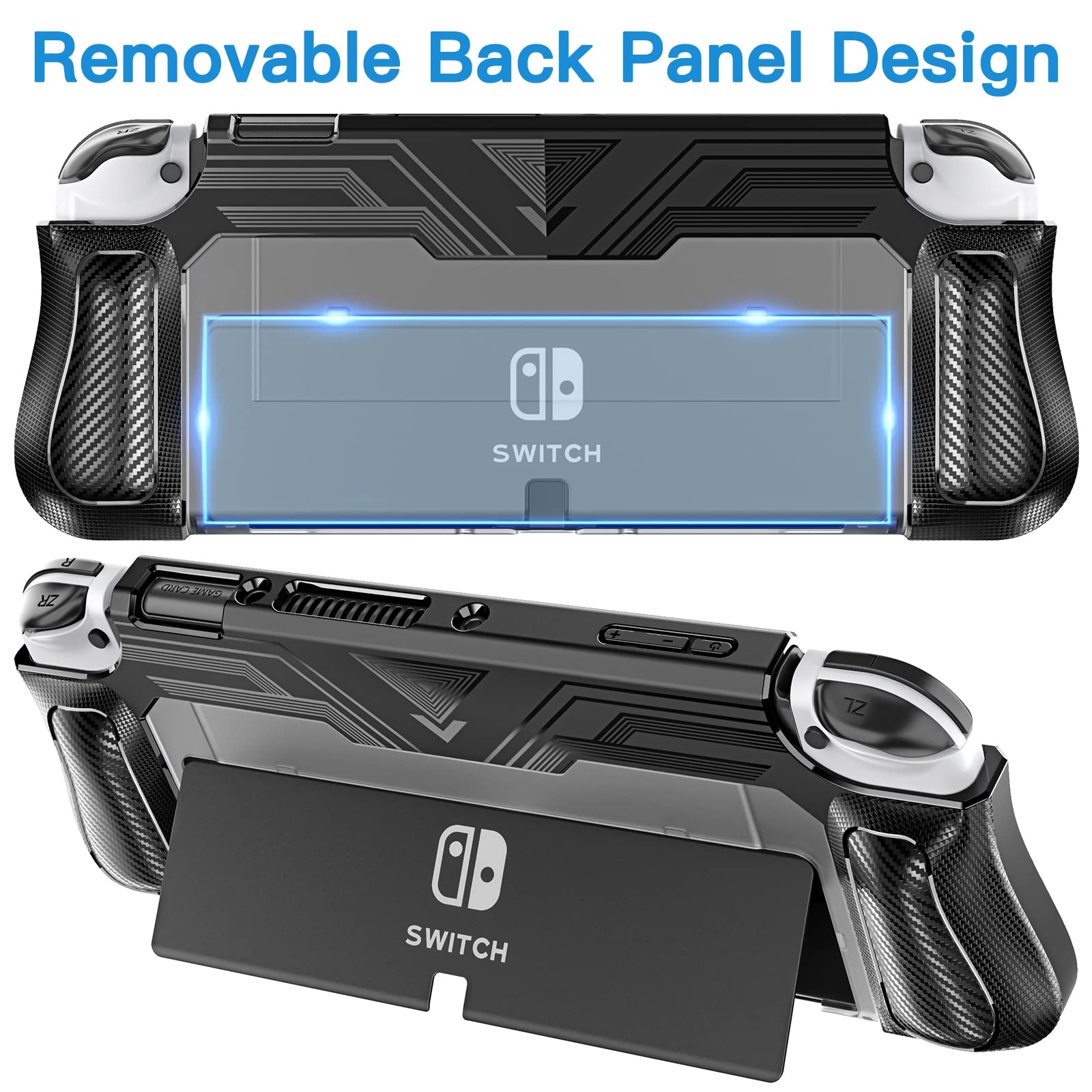 Mooroer Switch OLED Case Compatible with Nintendo Switch OLED Model, Dockable TPU Protective Case for Nintendo Switch OLED Model 2021 with Game Card Slots and Thumb Grips