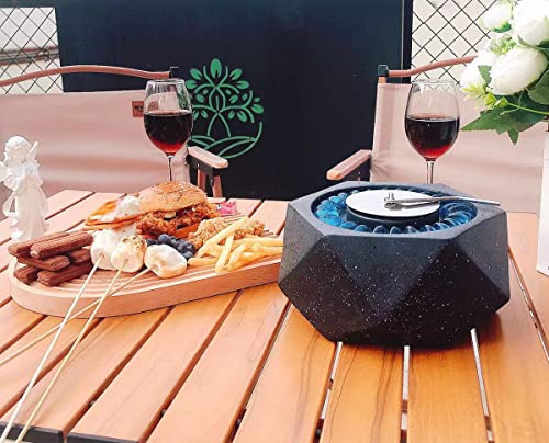 Tabletop Fire Pit Bowl Indoor Outdoor for Smores,Table Top Fire Pit Bowl,Table Top Firepit for Outside Patio, Mini Indoor Fire Pit Ethanol,Portable Tabletop Fireplace, Smokeless (Black (Hexagon))