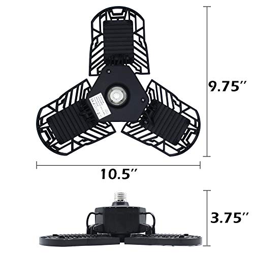 LED Garage Lights 60W, Adjustable Garage Lighting Bulbs with 3 Leaves, E26 Base, 6000 Lumens for Garage, Shop, Barn, Warehouse, Factory, Workshop.etc.
