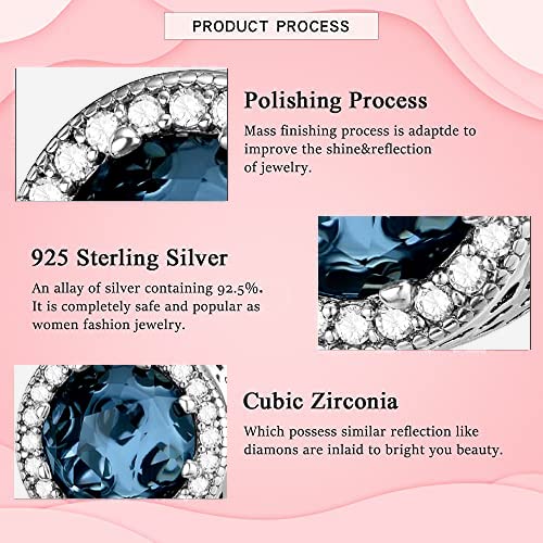 MICOO 925 Sterling Silver Sparkling Clear Charms Beads, Heart-shaped Circular Design With Cubic Zirconia Fit Pandora Original Bracelet Necklace, Gift for Women