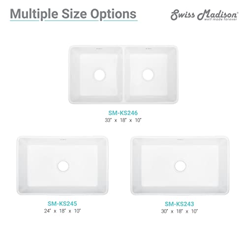 Swiss Madison SM-KS245 Delice 24 x 18 Ceramic, Farmhouse Kitchen Sink with Apron