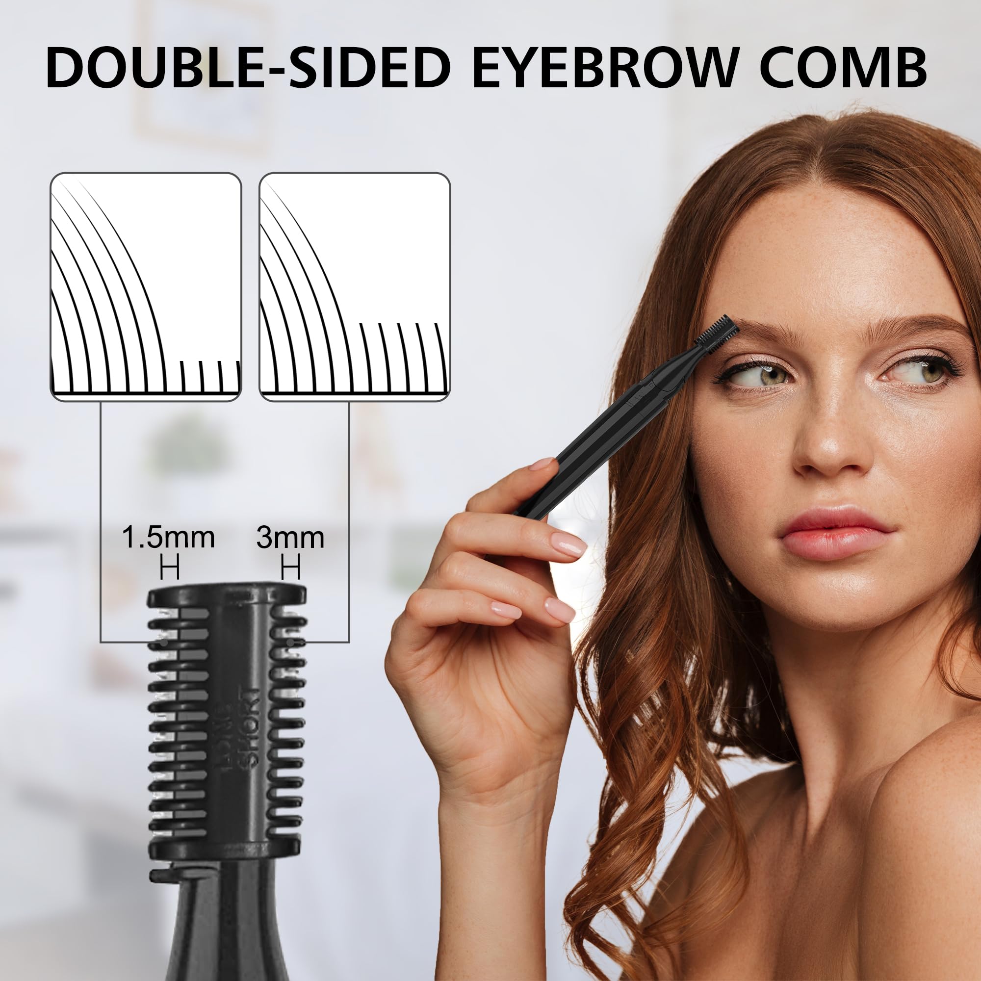 Yebicola Electric Eyebrow Trimmer, Face Razor for Women & Men, 2 in 1 Dual Blade Head, Smooth Pivoting, Easy to Carry, Sharp Blades Guarantee