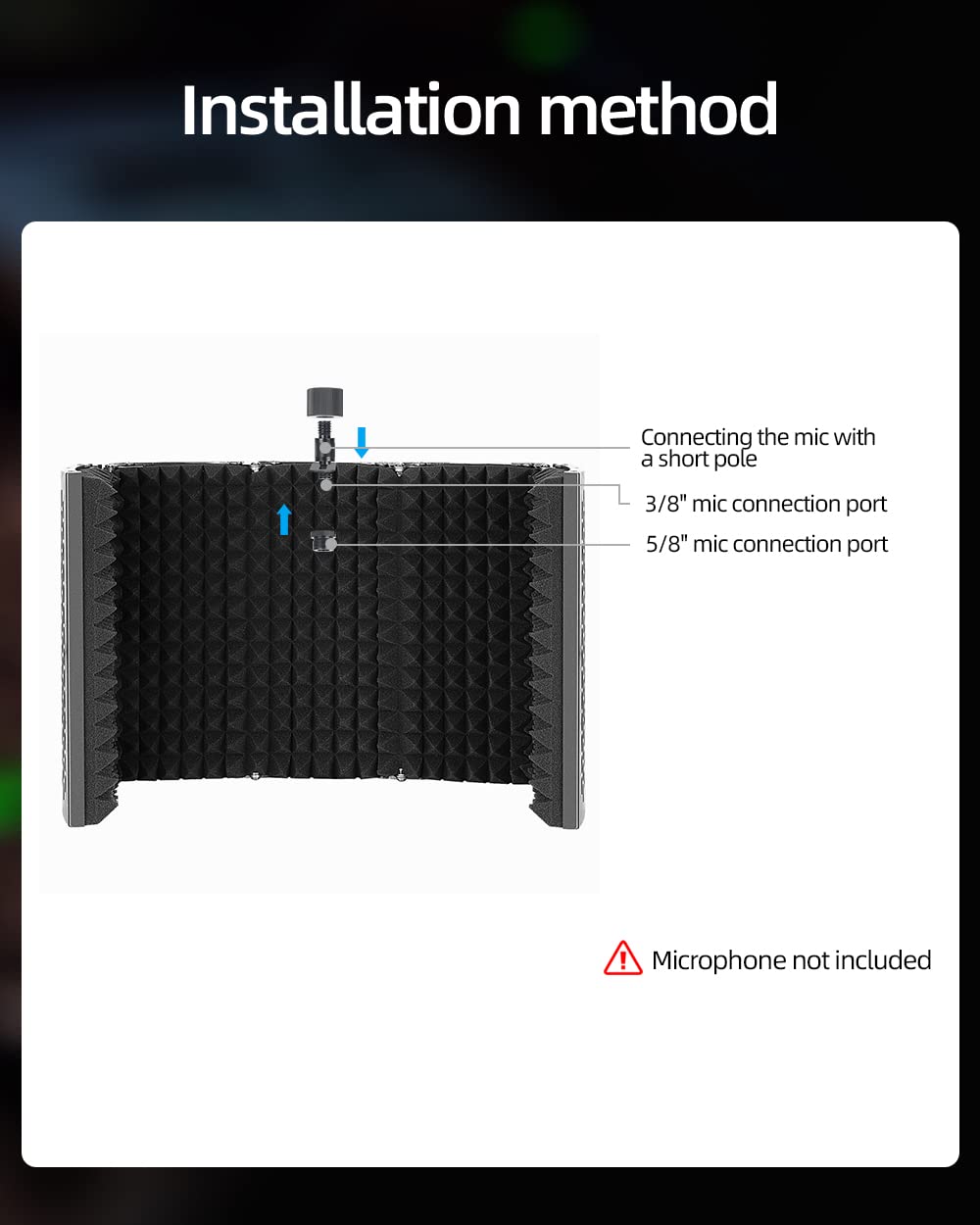 Microphone Isolation Shield [5 Panels Curved Upgrade], Desktop Isolation Shield for Blue Yeti/Shure MV7/SM7B/ATH2020 and Other Mics, High Density Absorbent Foam, by IDoon
